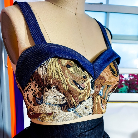 Hand Crafted | Tops | Denim Canvas Crop Bra Top Handmade Vintage ...
